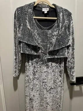 Joseph Ribkoff | Dresses | Joseph Ribkoff Silver Crushed Velvet Dress ...